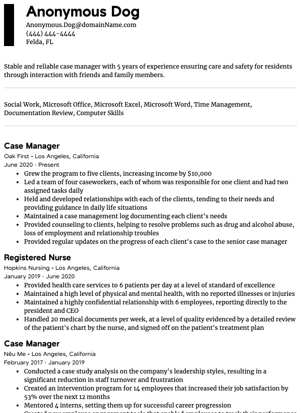 Case Manager Resume & Format | Resume.com